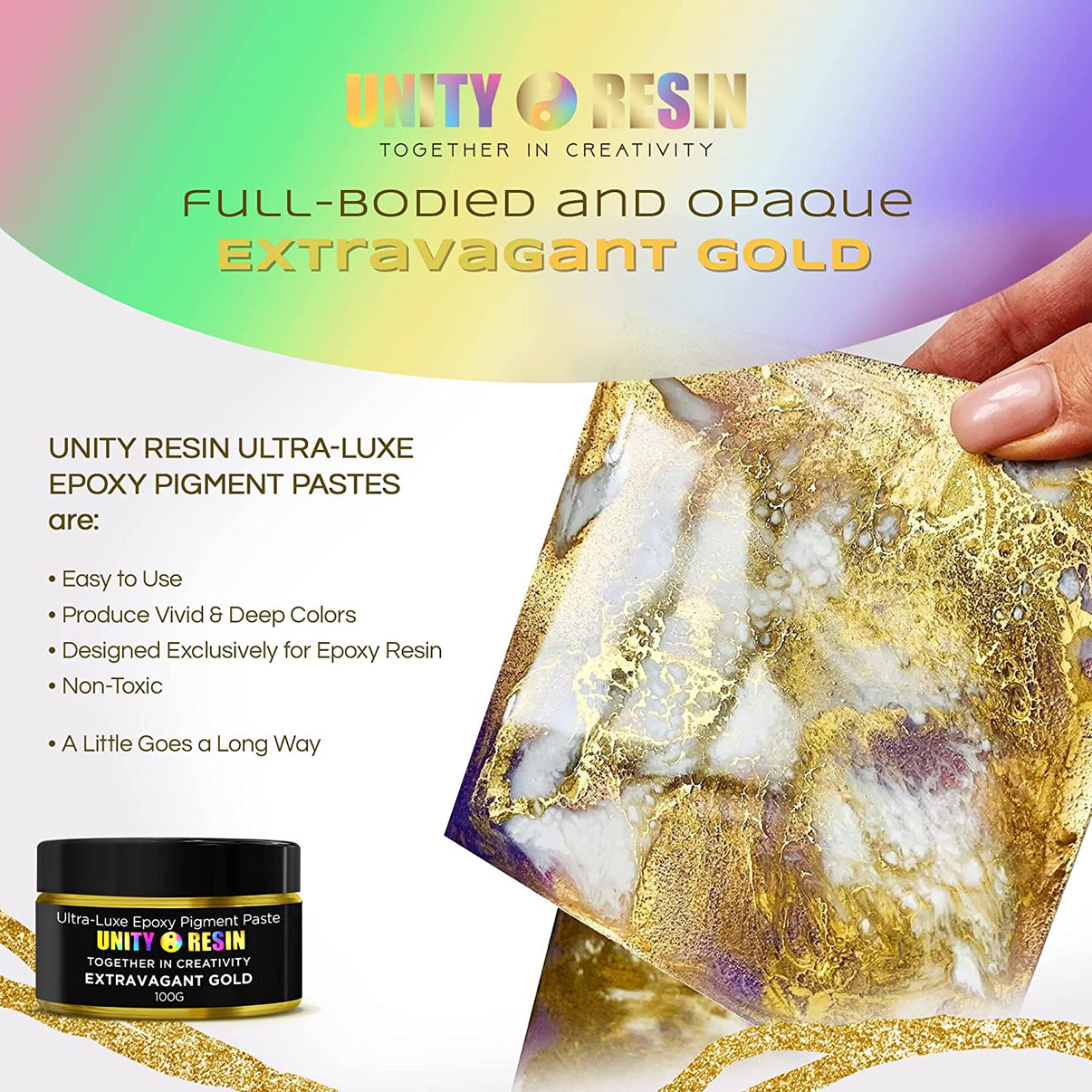 Ultra-Luxe Epoxy Resin Pigment Paste-EXTRAVAGANT GOLD (100G) | Unity Resin
