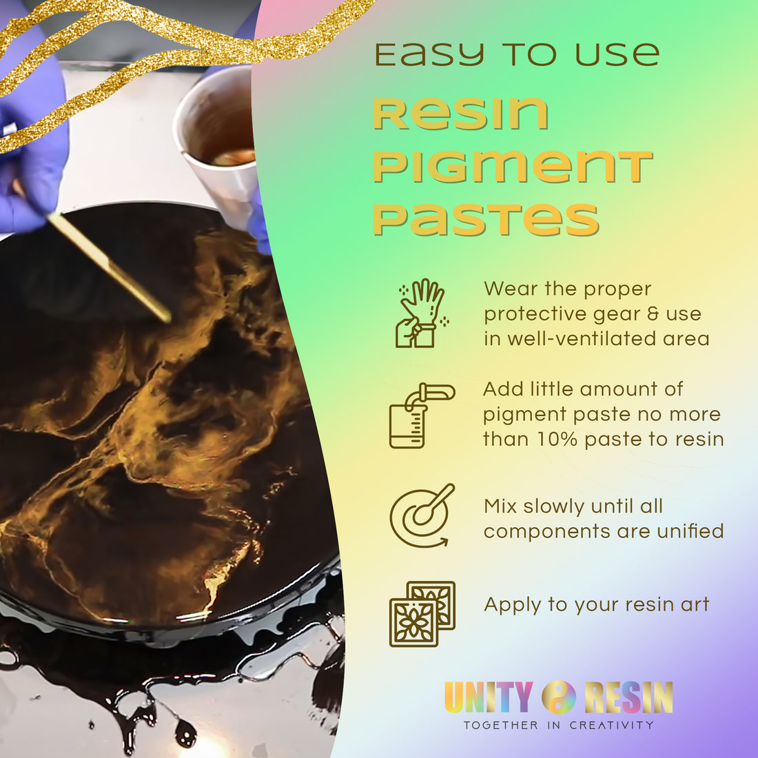 Ultra-Luxe Epoxy Resin Pigment Paste-GLEAMING GOLD (100G) | Unity Resin